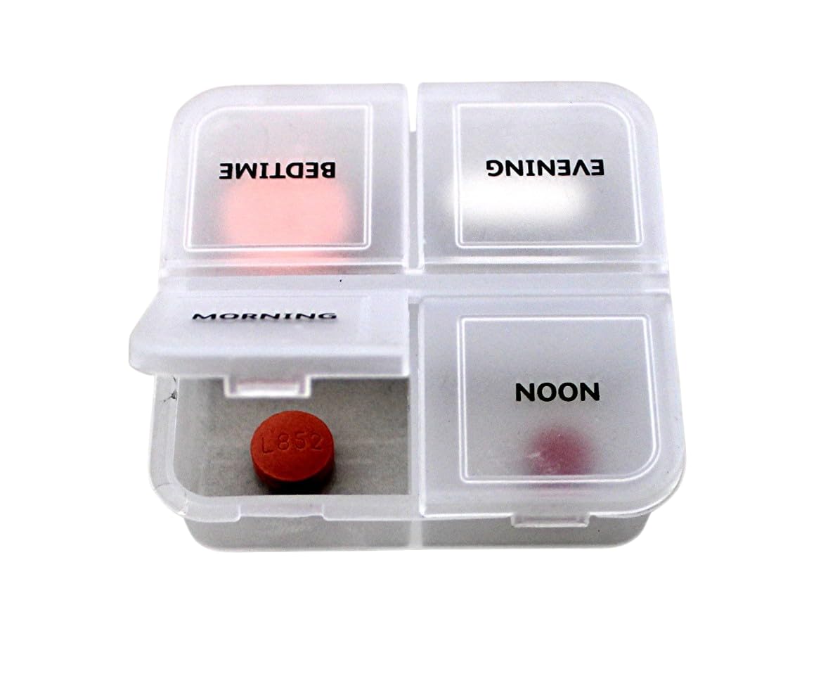 Daily Portable 4 Compartment Plastic Pill Box | Bluesky