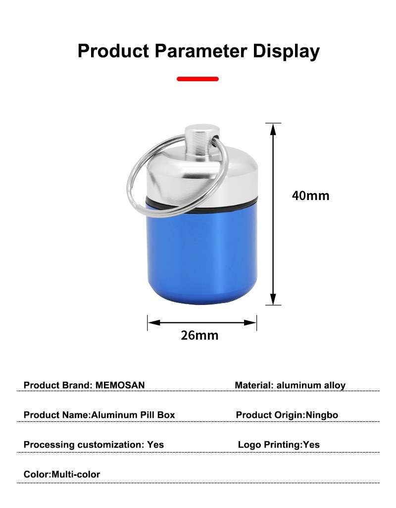 Durable Round Metal Pill Box | Portable Aluminum with Keychain