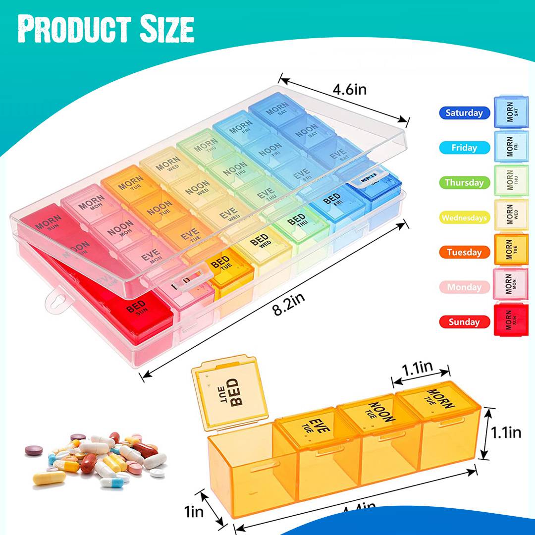 28 Compartments Travel Pill Box | Weekly Organizer for Medication